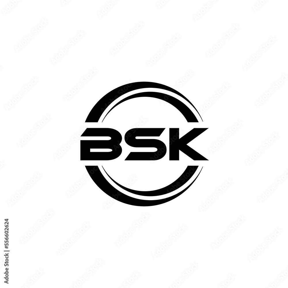 BSK letter logo design with white background in illustrator, cube logo ...