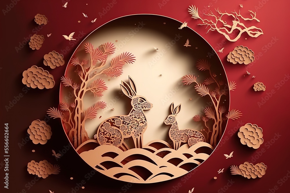 paper cut style, Chinese New Year, stock illustration Chinese New Year ...