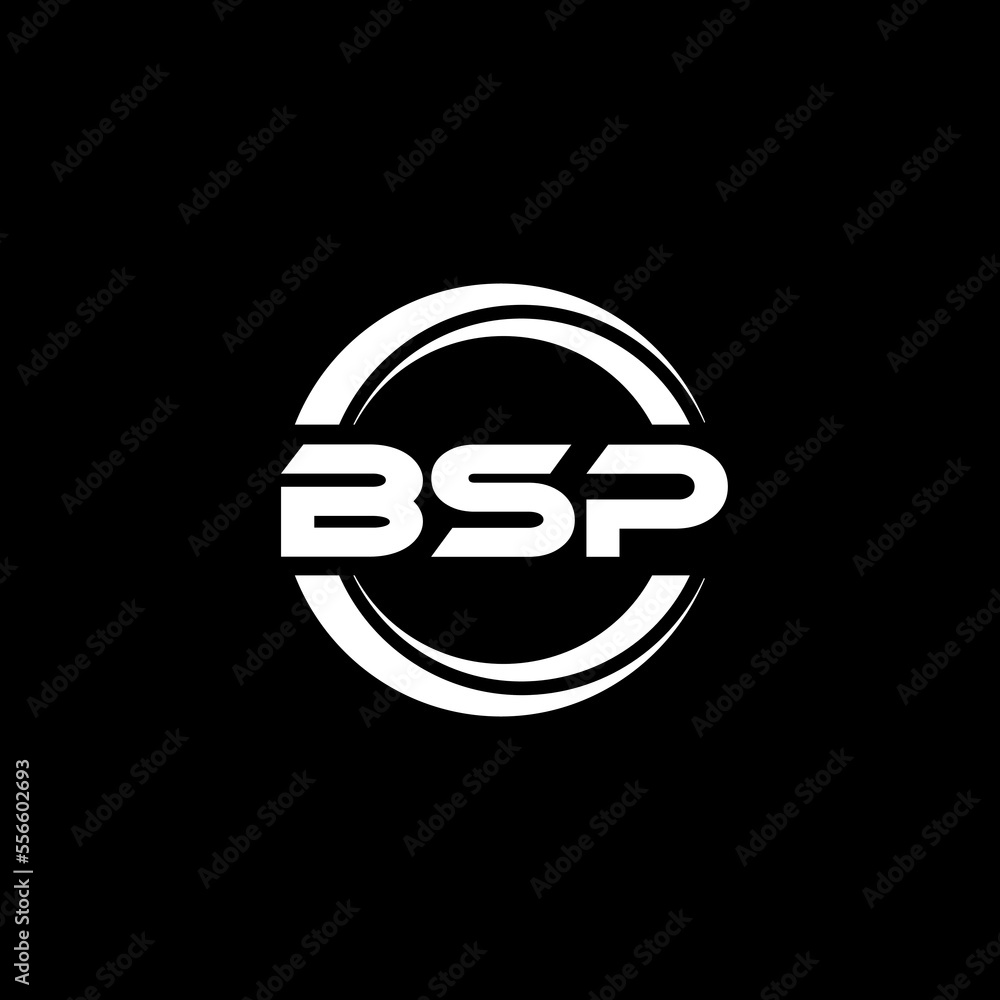 BSP letter logo design with black background in illustrator, cube logo ...