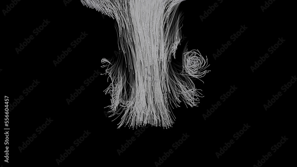 Thick stream of threads from top monochrome on black background ...