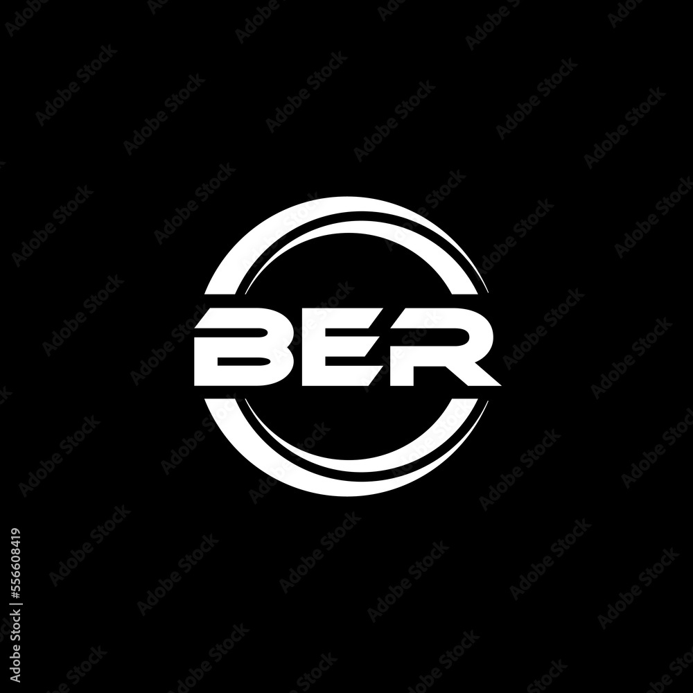 Vecteur Stock BER letter logo design with black background in ...