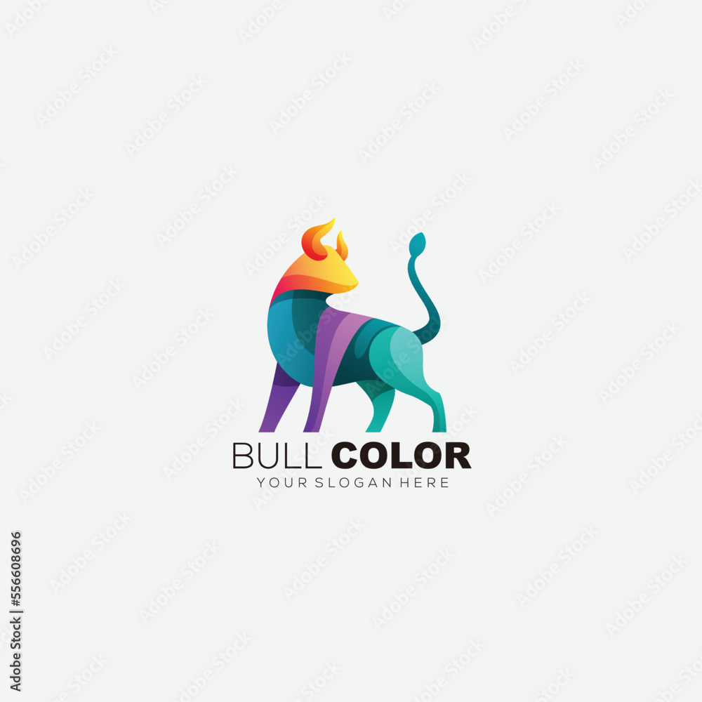 gradient bull color logo vector template Stock Vector | Adobe Stock