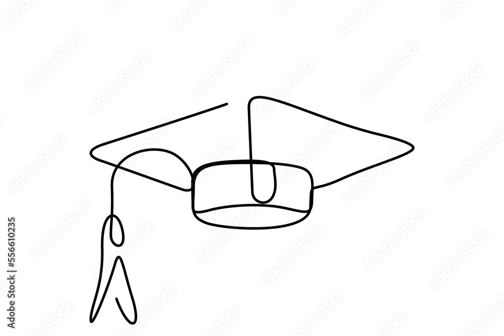 Single continuous line graduation cap Stock Vector | Adobe Stock