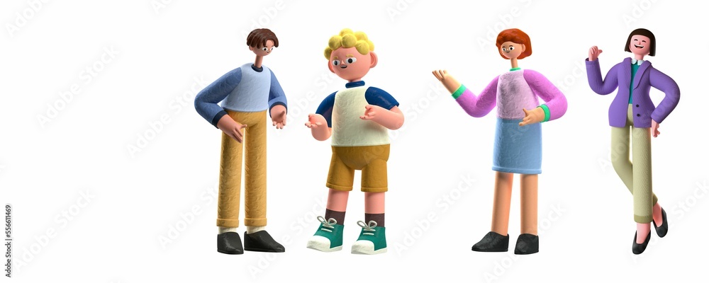 3D characters teaching professors isolated white background. 3d people ...