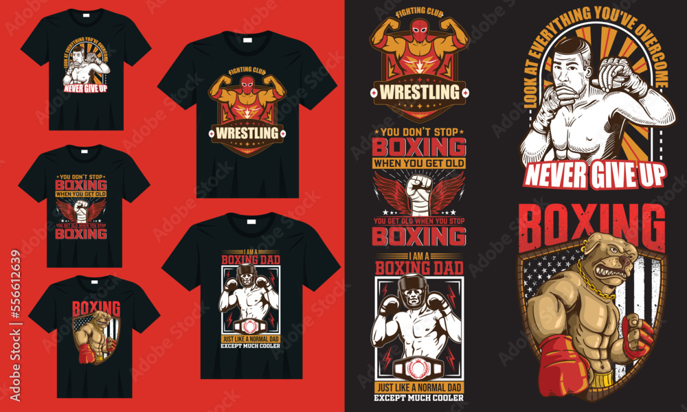 Boxing day t-shirt design bundle, Boxing athlete ready to fight ...
