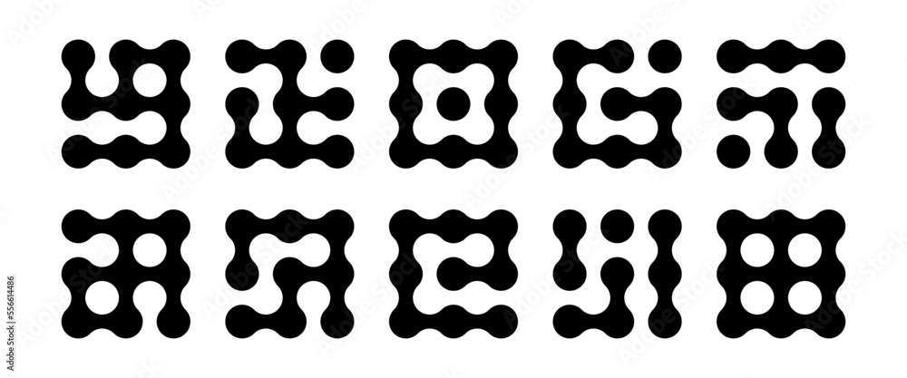 Connected dots icon. Circles pattern sign. Integration symbol. Abstract ...