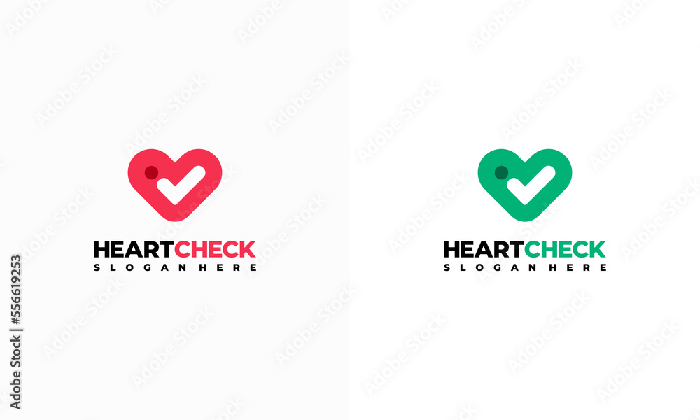 Heart Check logo designs concept vector, Heart care logo template Stock ...