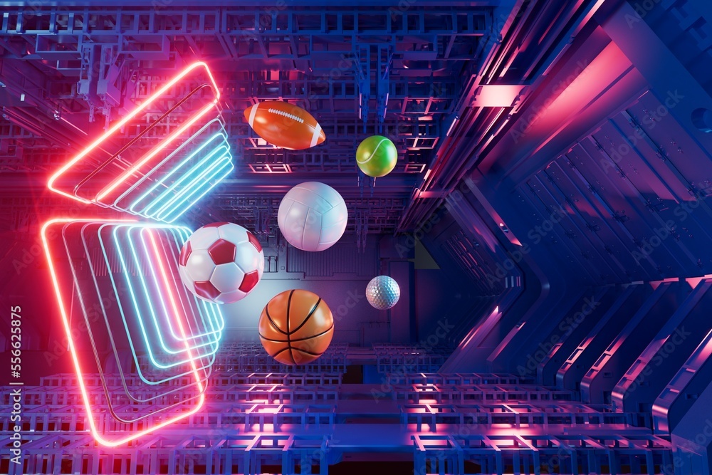 3d sport rendering. background for a sports game. 3d illustration ...