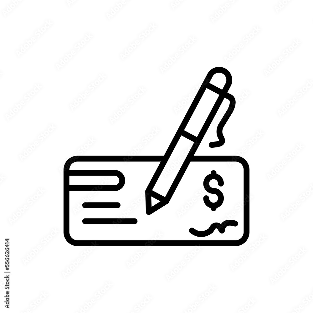 Bank Cheque icon in vector. Logotype Stock Vector | Adobe Stock