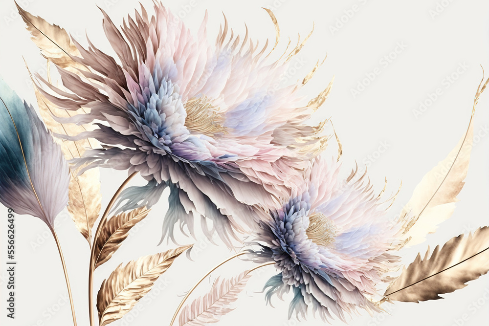 Abstract floral design in pastel colors for prints, postcards or ...