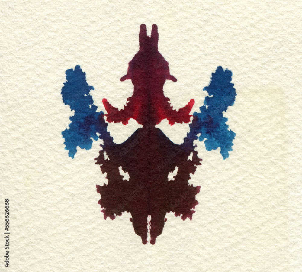 Rorschach inkblot test isolated on paper. strange ink stain for ...