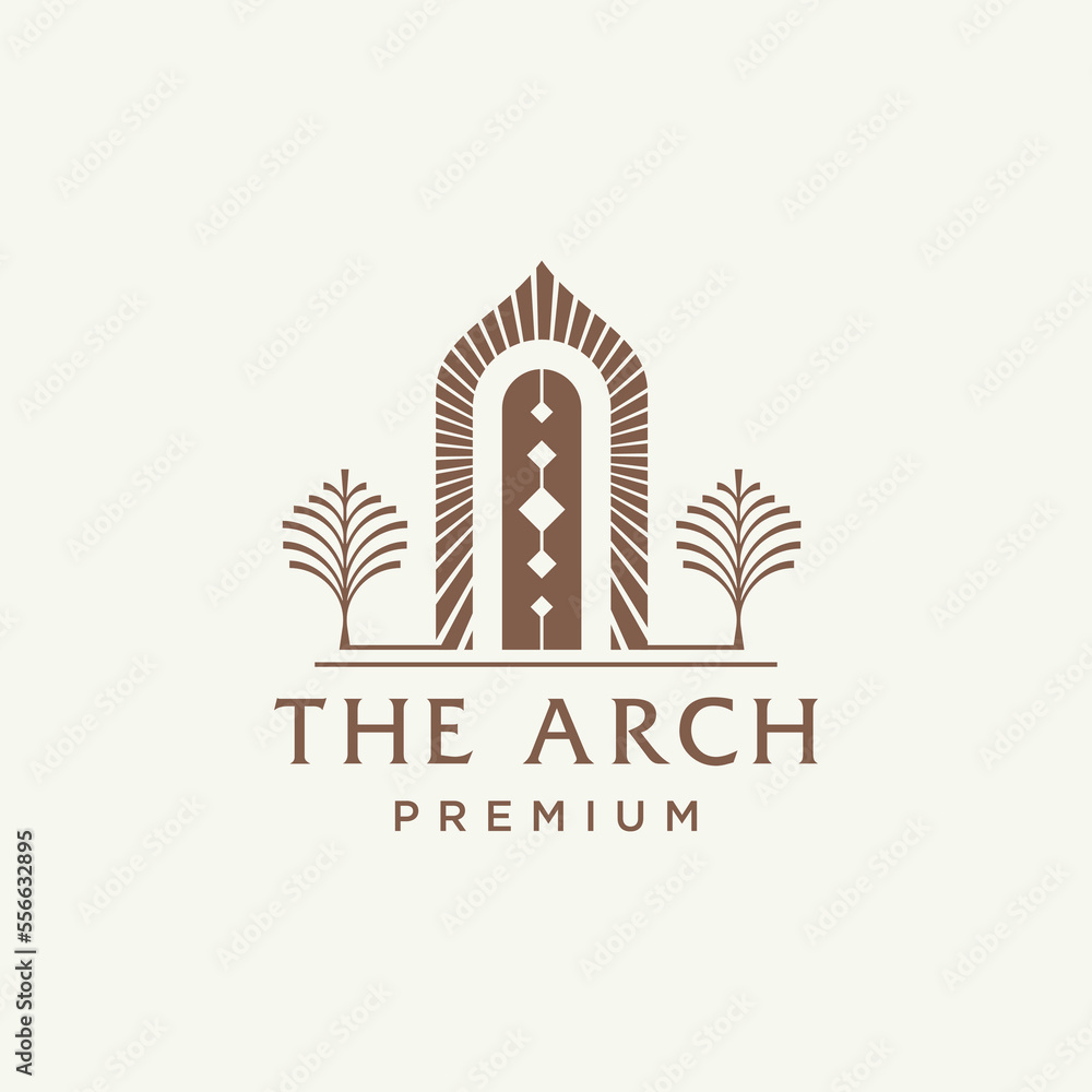 mystic doorway logo, antique arch architecture entrance and stairway ...