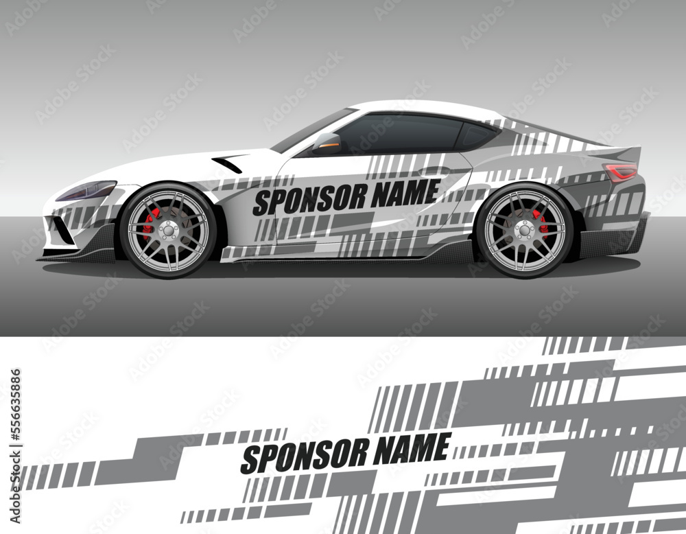 Car Wrap Vinyl Racing Decal Ornament Simple Flat Abstract Geometric Striped Sport Background