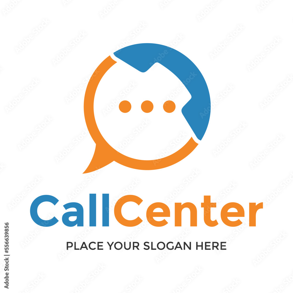 Call center vector logo template. This design use telephone symbol ...