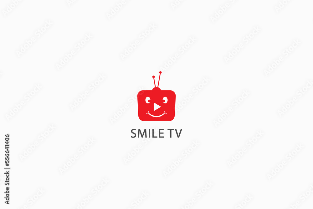Logo Smile Television with Happy Cartoon Face for Media Entertainment ...