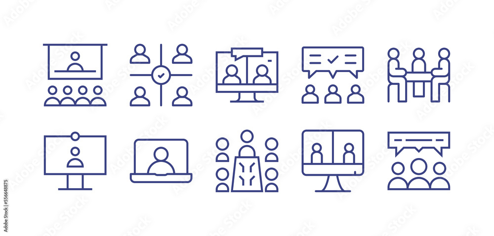 Meeting icon set. Duotone color. Vector illustration. Containing ...