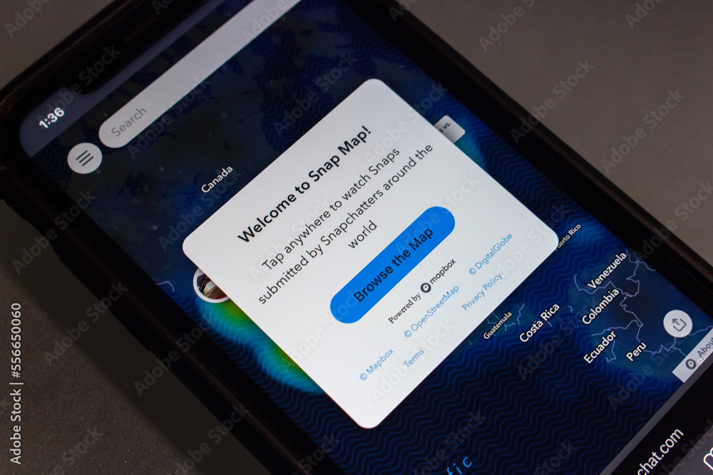 Vancouver, CANADA - Dec 18 2022 : Snap Map website seen in an iPhone ...
