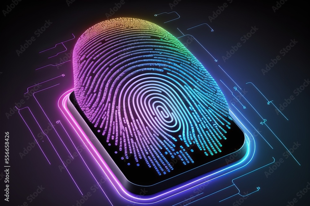 Biometrics fingerprint security and cyber security. Generative AI Stock ...