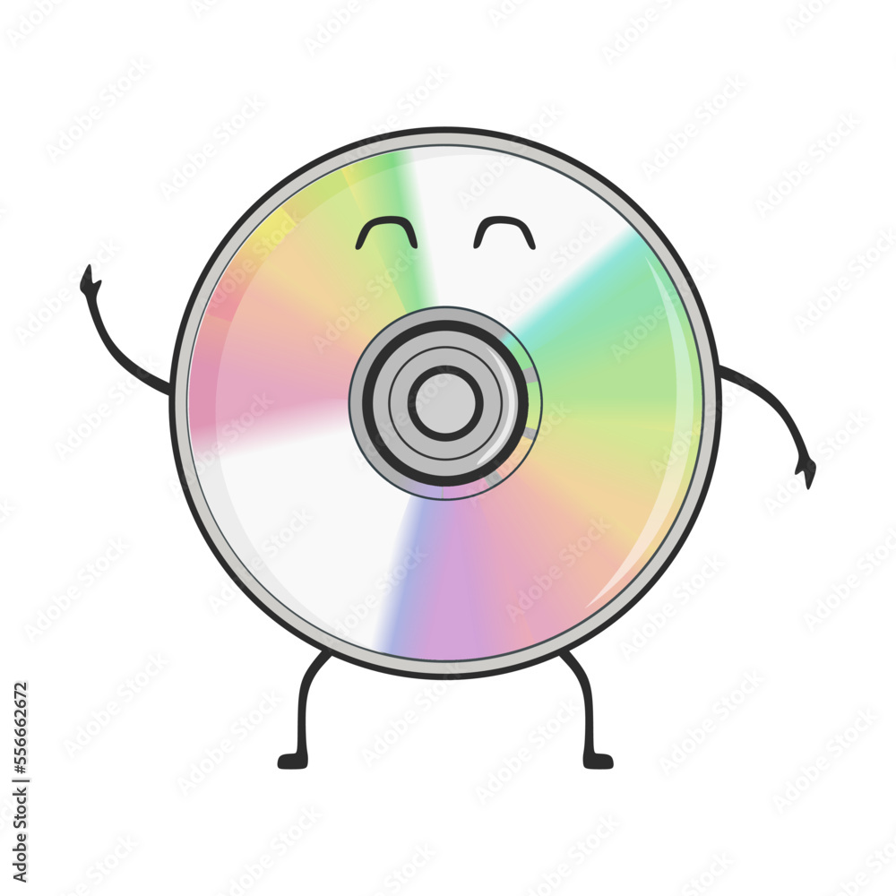 Cute CD DVD Disc character vector illustration in trendy design style ...