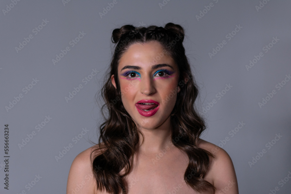 Young lady, pretty ginger woman. Have a playful, silly mood. wink and ...