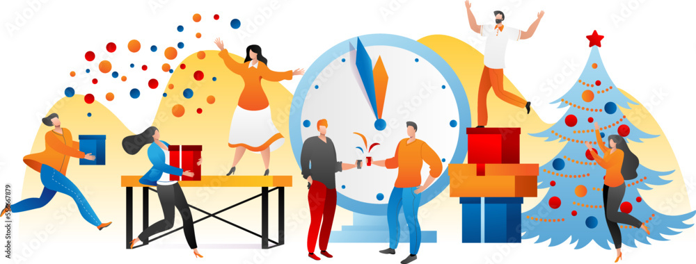 Happy corporate party, vector illustration. People man woman character ...