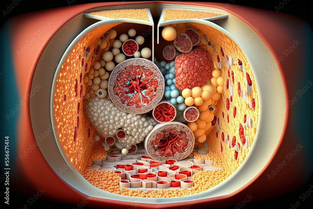 cross-section of a fantasy internal structure of a cell or ...