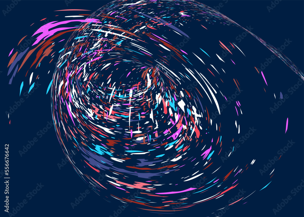 Multi-colored dust particles and debris, paint splashes, strokes are ...