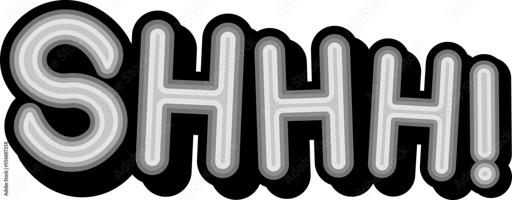 Shhh - retro lettering with shadows on a white background. Vector ...