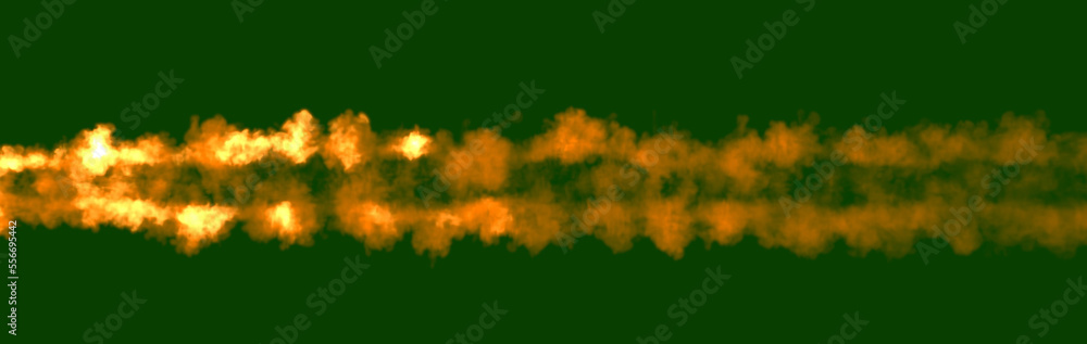 two blazing lines of fire on green screen, isolated - object 3D ...