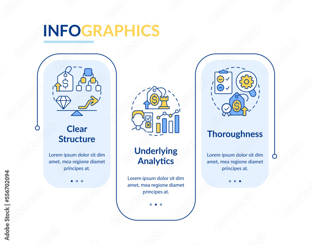 Price testing key factors blue rectangle infographic template. Data ...