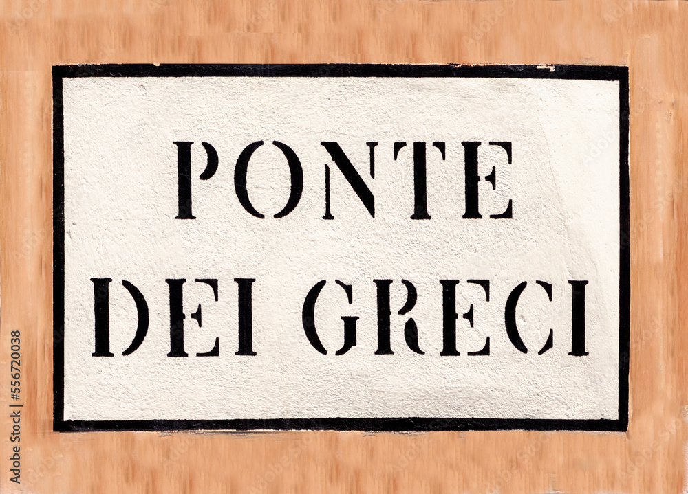 signage ponte dei Greci - bridge of the Greek - in Venice Stock Photo ...