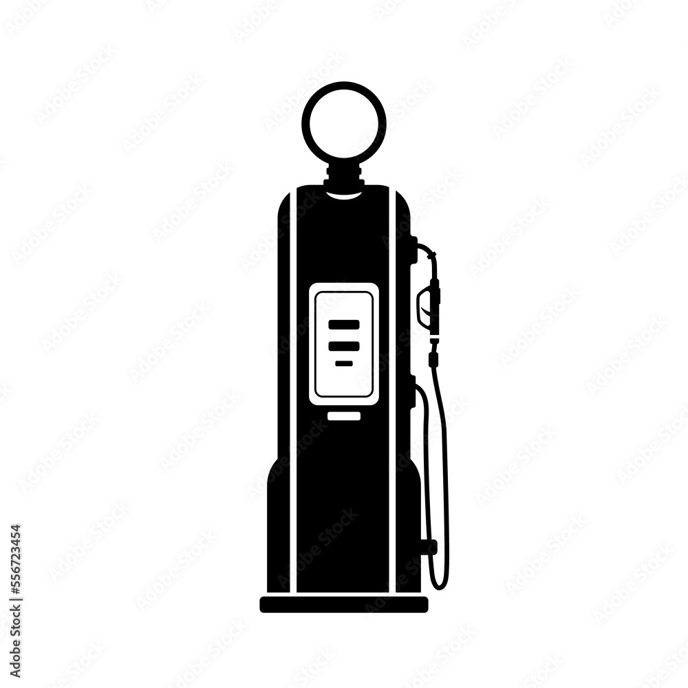 Poster Retro Gas Pump - Vector Illustration Black Silhouette Design ...