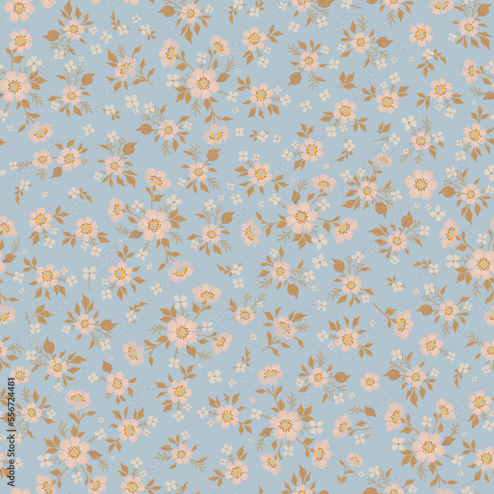 Seamless floral pattern with ancient folk flowers. Pastel colors on a ...