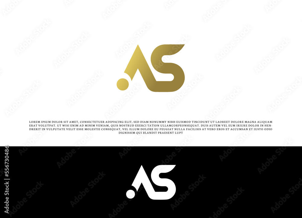 AS elegant logo template with gold gradient vector file .eps, ai ...