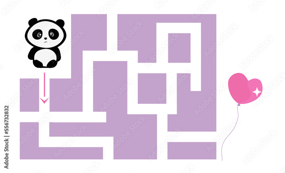 interesting maze game for kids with cute panda cartoon character ...