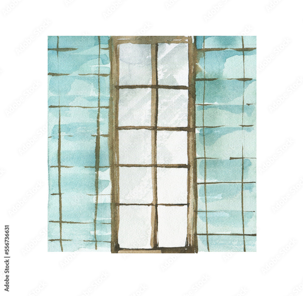 Watercolor window clipart. Digital png illustration. Stock Illustration ...