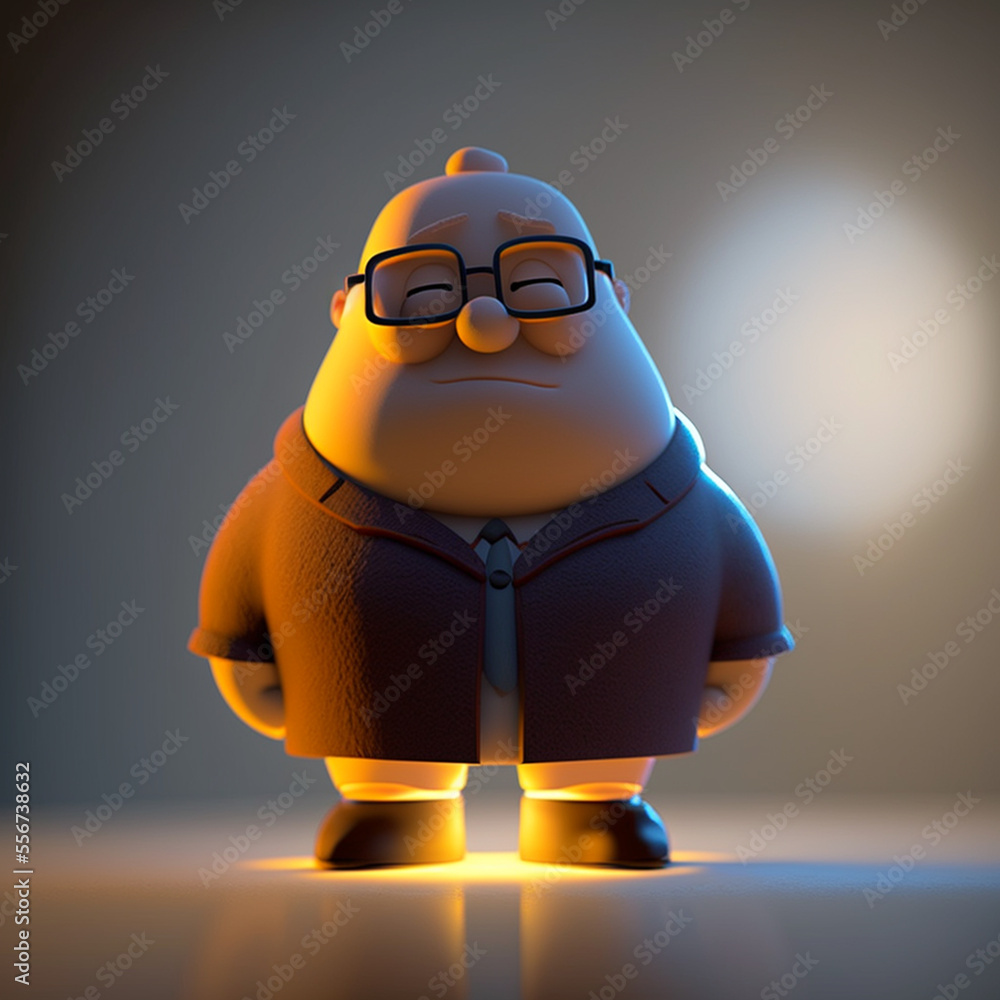 3D CGI animation-style old looking child. Realistic Pixar-like cartoon ...