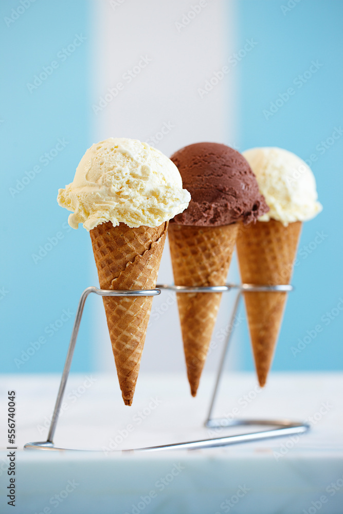 Three Ice Cream Cones Stock Photo | Adobe Stock