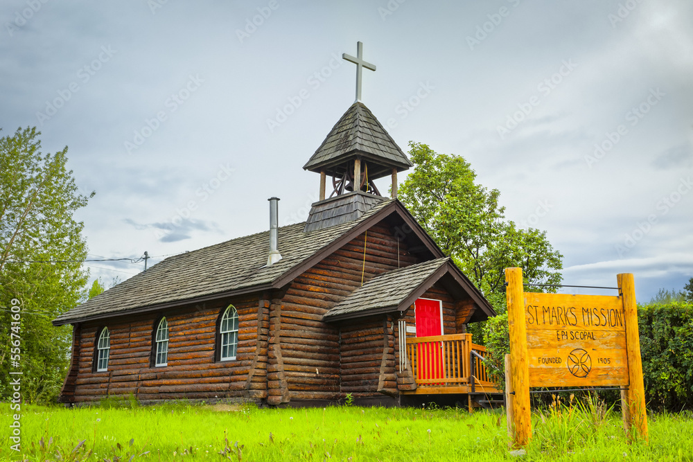 Historic log building of St. Mark’s Episcopal Church, Interior Alaska ...