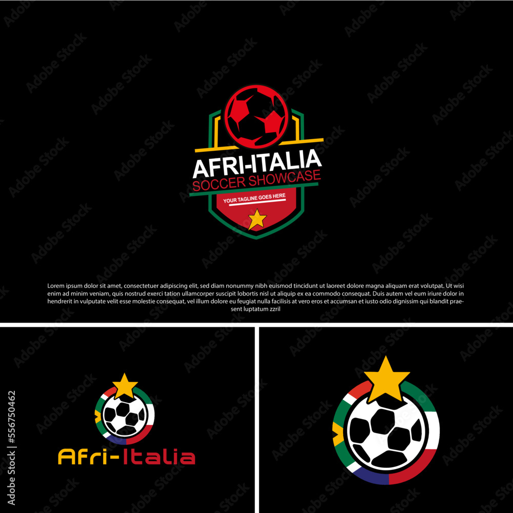 Africa soccer logo, Italia soccer logo, Africa Italia soccer logo, Set ...