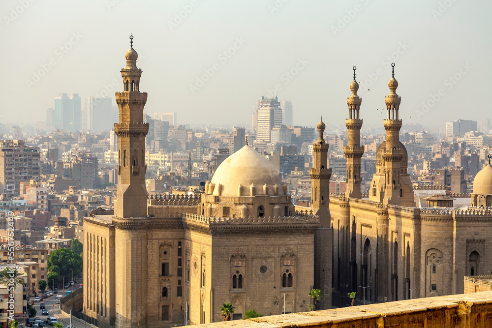 View overlooking the Mosque of Sultan Hassan at the Citadel and the and ...