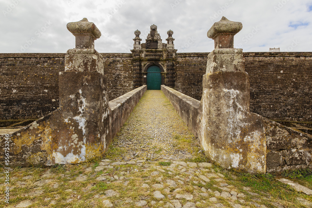 Walkway and entrance to the medieval Fortress and Castle of Saint John ...