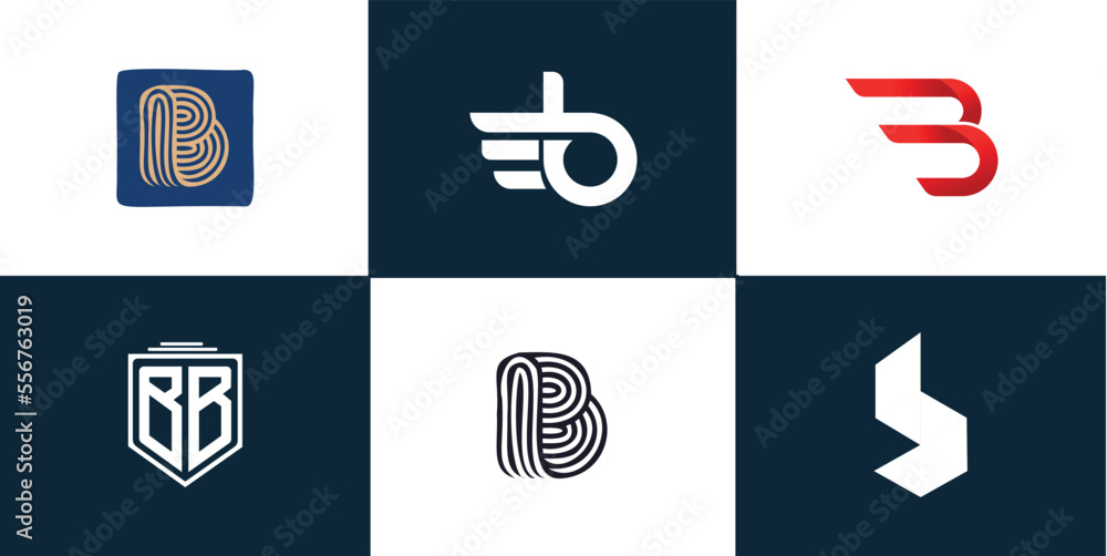 Set of creative letter b logo vector design bundle inspiration. Logos ...
