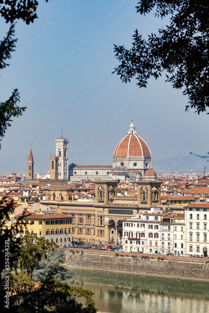 Skyline with the famous red brick dome of Cathedral of Santa Maria del ...