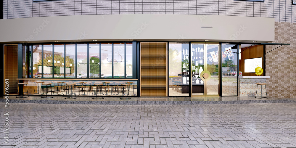 3d render of cafe restaurant exterior view Stock Illustration | Adobe Stock