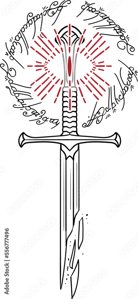 Lord of the rings -anduril sword - Sauron, eye Sauron, vector Stock-Vektorgrafik | Adobe Stock