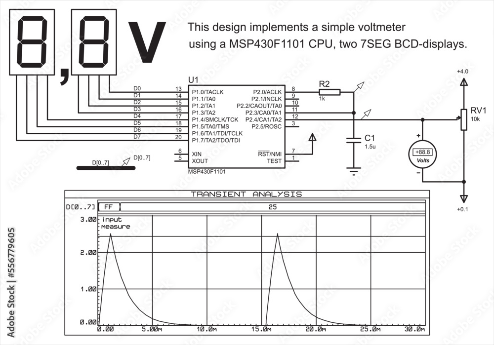 Vector diagram of an electrical schematic of an electronic device. A ...