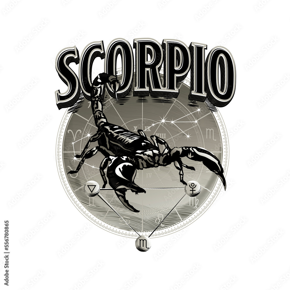 Scorpio. Astrology. zodiac. Horoscope symbol in circle. Illustration ...