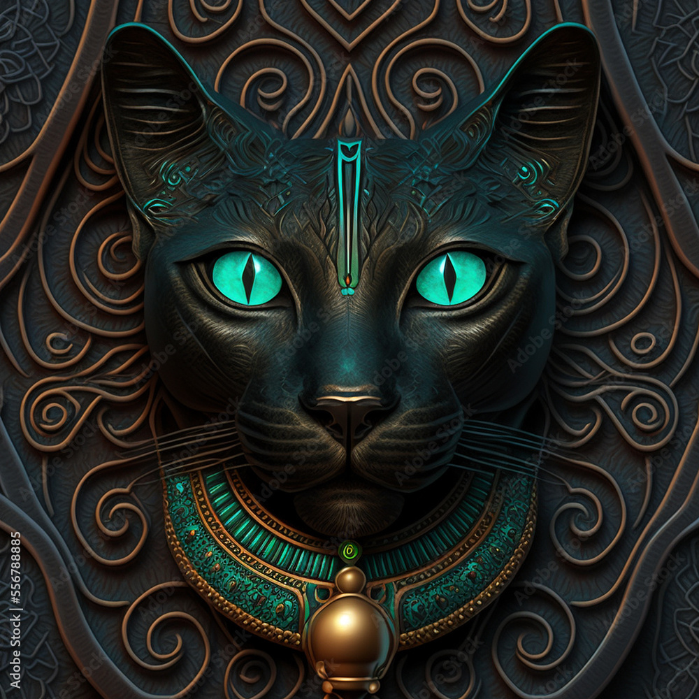 Ancient Egyptian cat, goddess of Egypt Stock Illustration | Adobe Stock