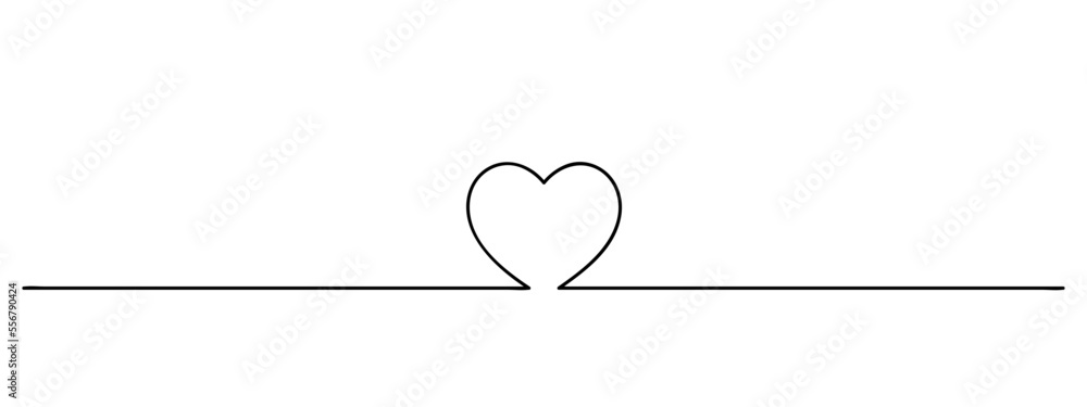 love symbol continuous one line drawing, single heart lineart, black ...